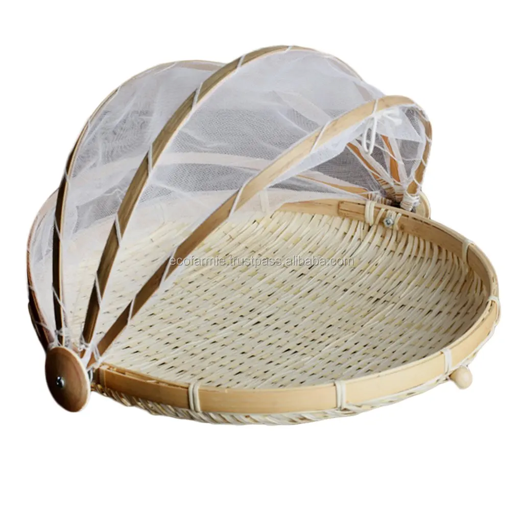 High Quality Natural Bamboo Food Cover Netted Trays Handmade Basket ...