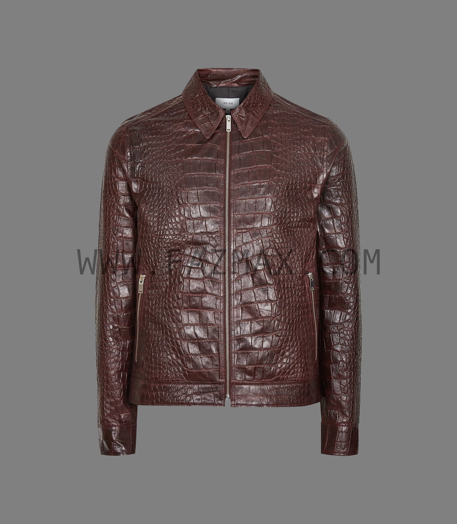 crocodile Embossed Leather Jacket Gator Leather Coat High Shine New ...