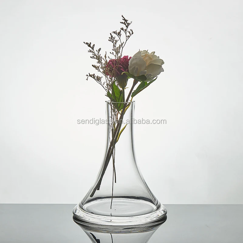 Hand Blown Crystal Clear Round Bottom Vase for Home Decor
