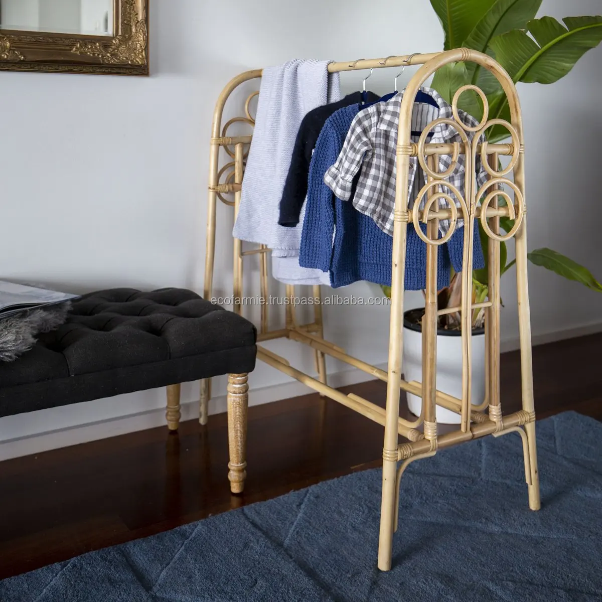 Rattan Clothes Racks - Eco-Friendly, Foldable & Customizable