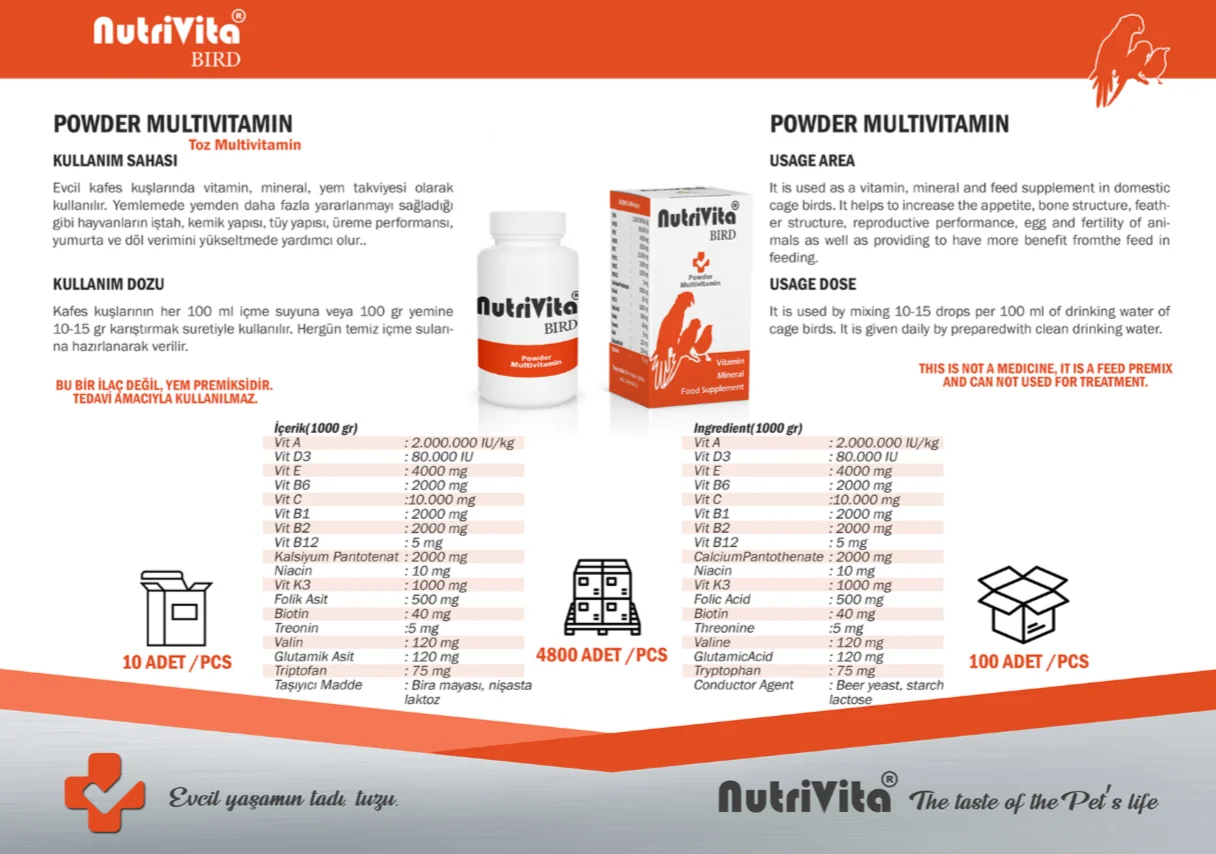 Multivitamin Powder For Birds Vitamin Mineral Food Supplements Pet ...