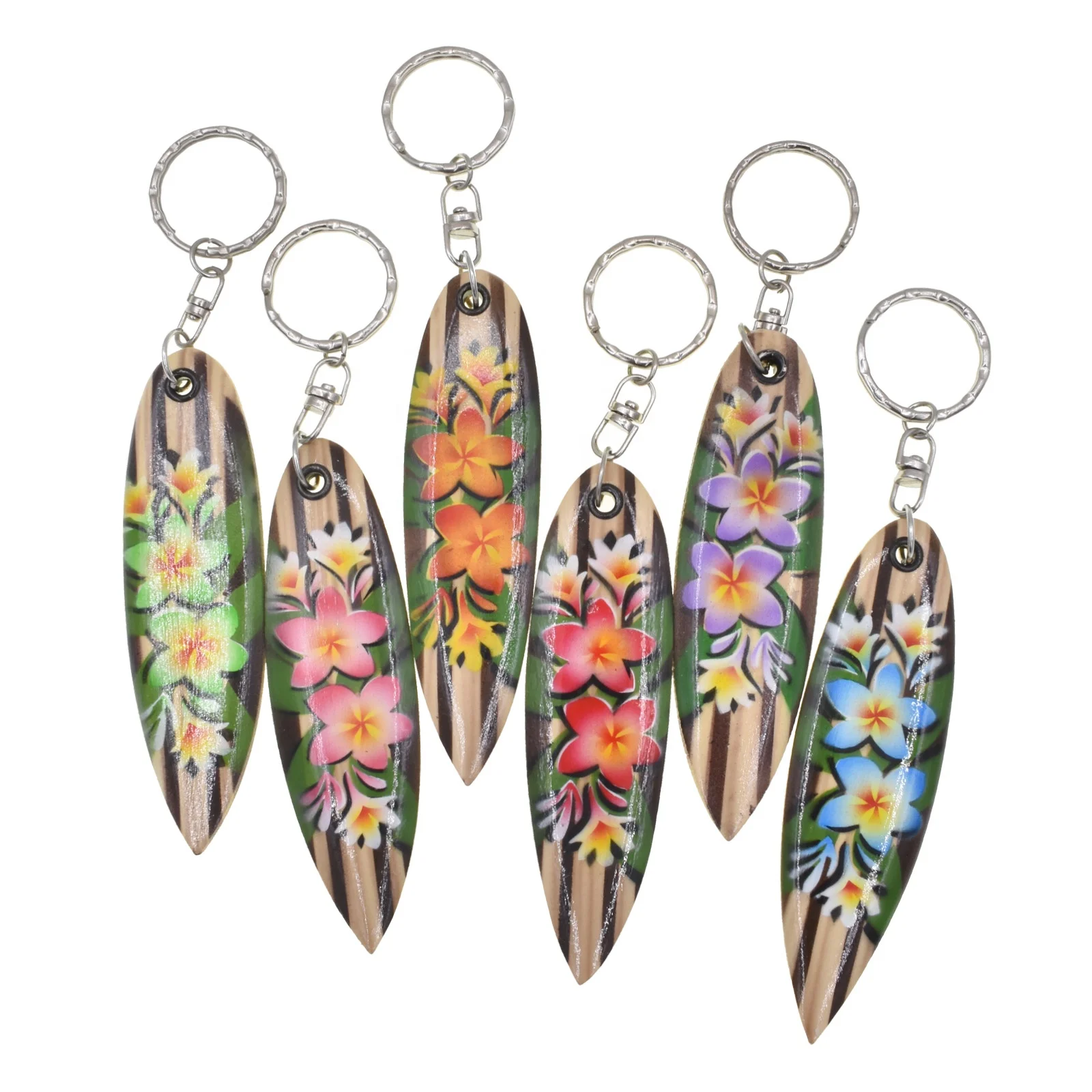 Hot Sale Wooden Sunset Beach Surfboard Keyring 10 Cm Handmade Airbrush ...