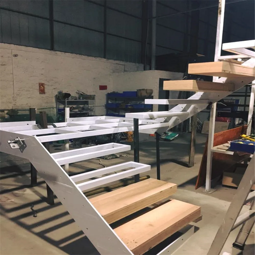 Hidden Stringer Wooden Treads - Box Floating Straight Stairs