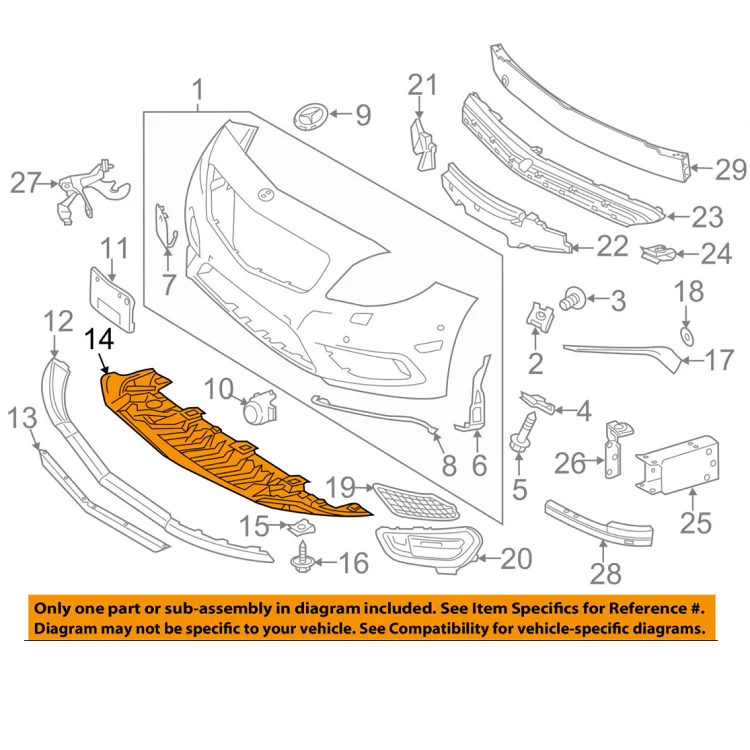 OEM 1768850236 Front Bumper Grille under Cover for MERCEDES-BENZ W176