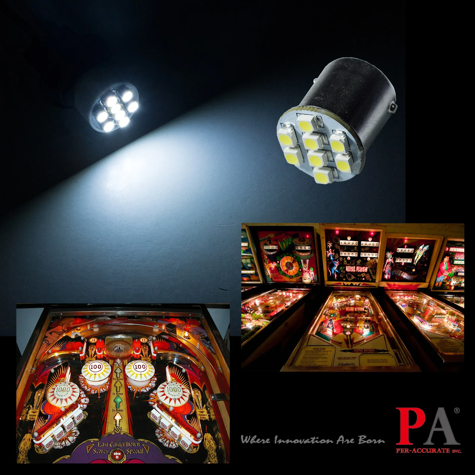 PA Flicker Pinball LED Light 8 SMD Ba15s Bau15s Machine 6V AC/DC