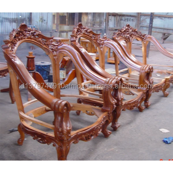 Teak Wooden Carved Sofa Chairs Living Room Furniture Unfinished ...