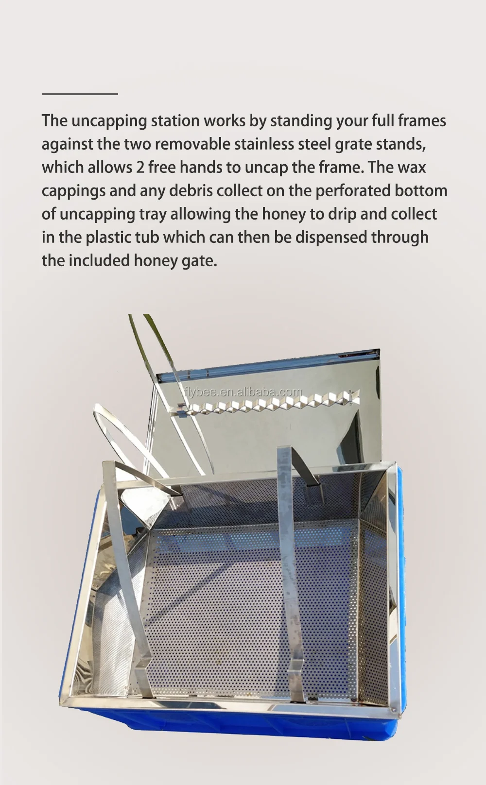 SS Honey Uncapping Tank & Tray Station - Beekeeping Tools