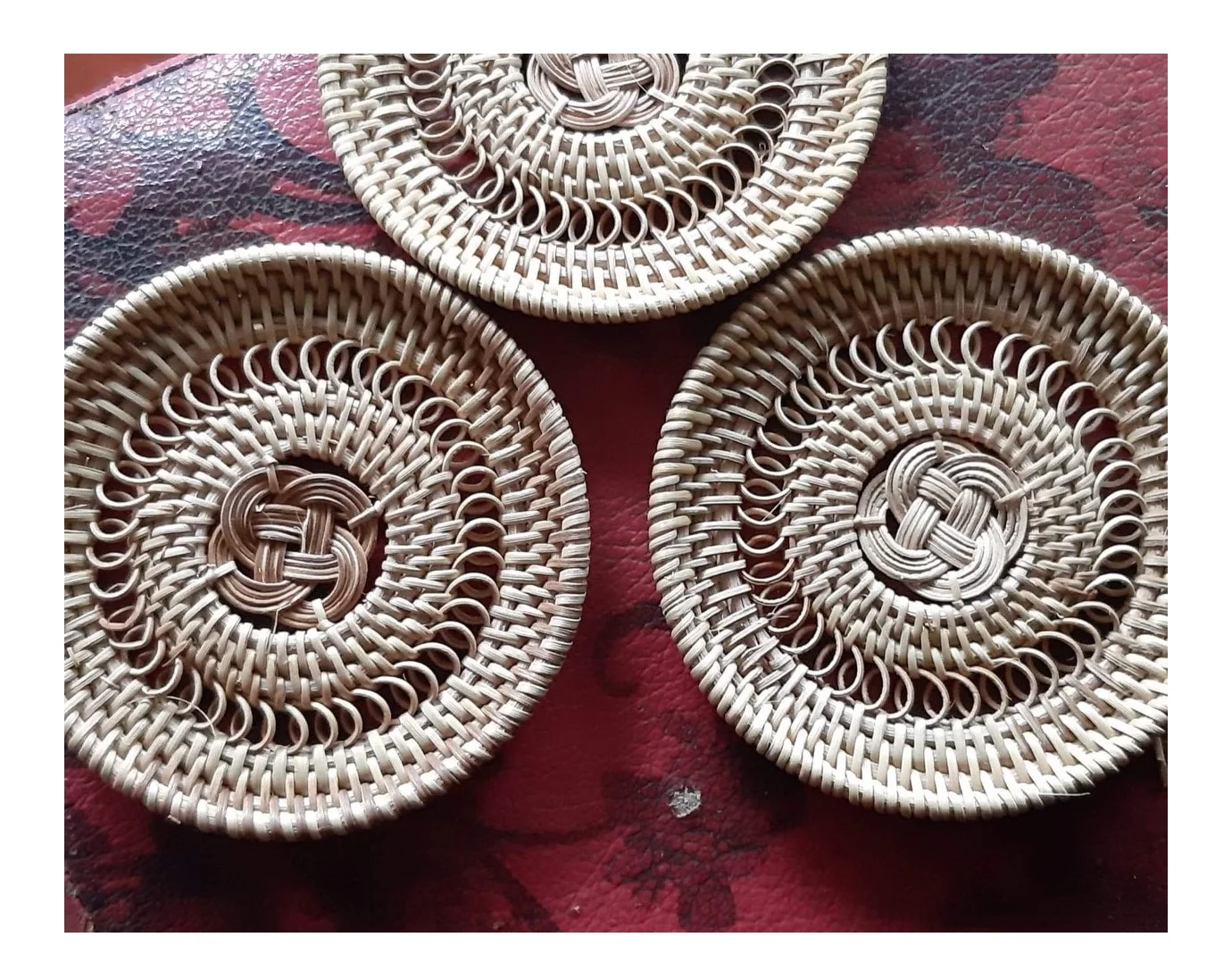 Natural Rattan Round Drink Coaster Set For Kitchen Hand Woven - Buy ...