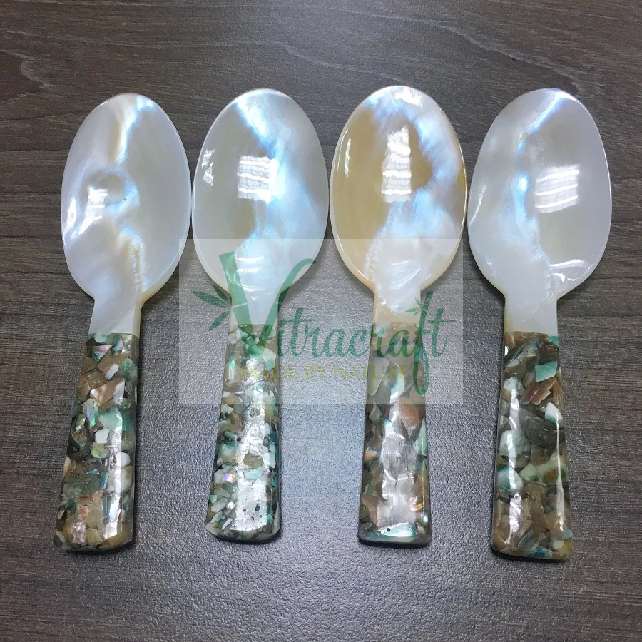 Natural Oyster Shell Mother Of Pearl Spoons Caviar Spoon Coffee Scoops ...