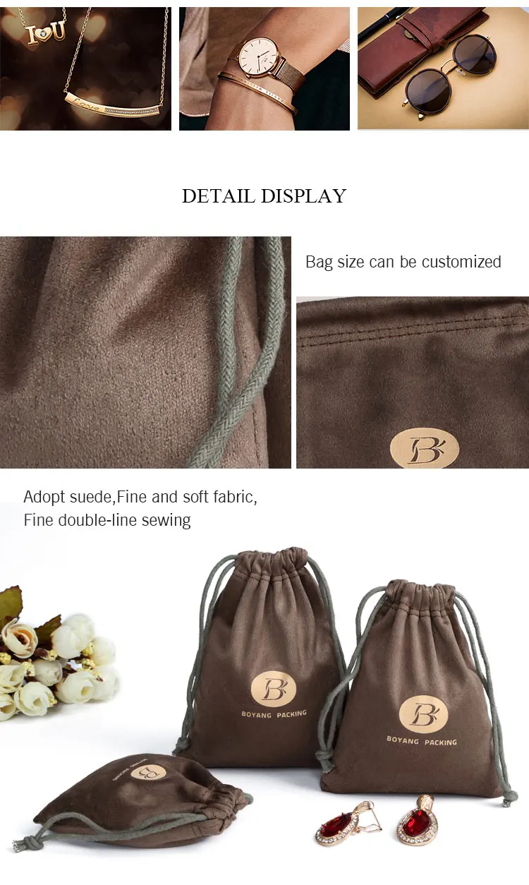 Factory Custom Luxury Printed Velour Drawstring Pouches Velveteen ...