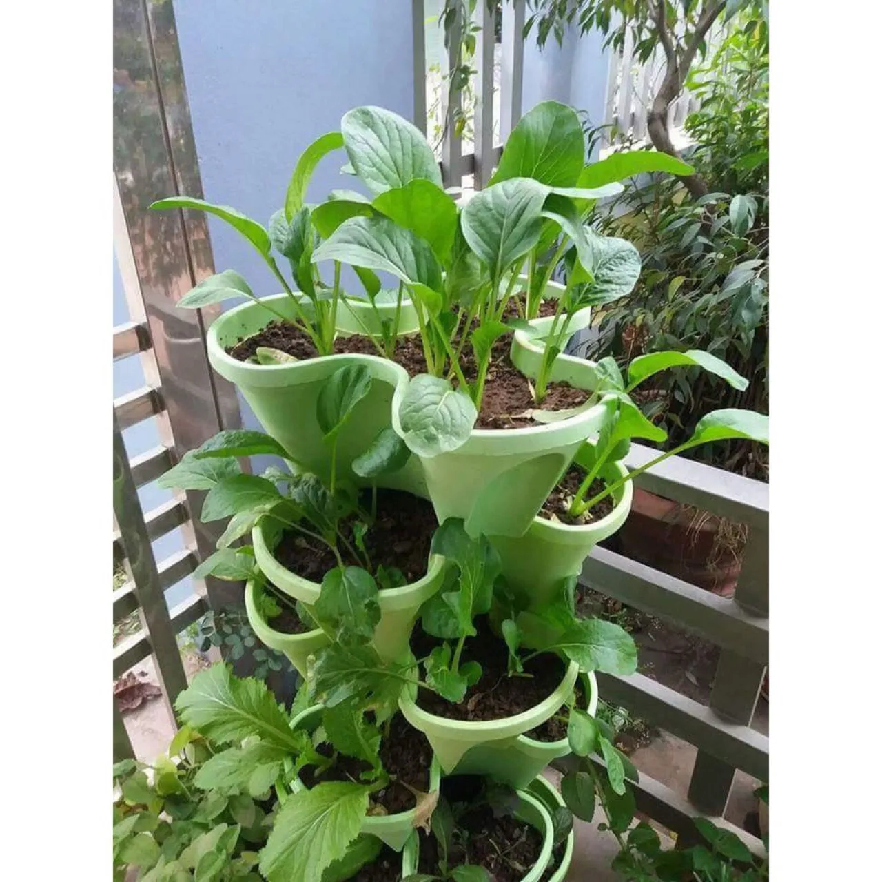 Stackable Flower Pots Tower Stacking Vertical Plastic Garden Planter ...