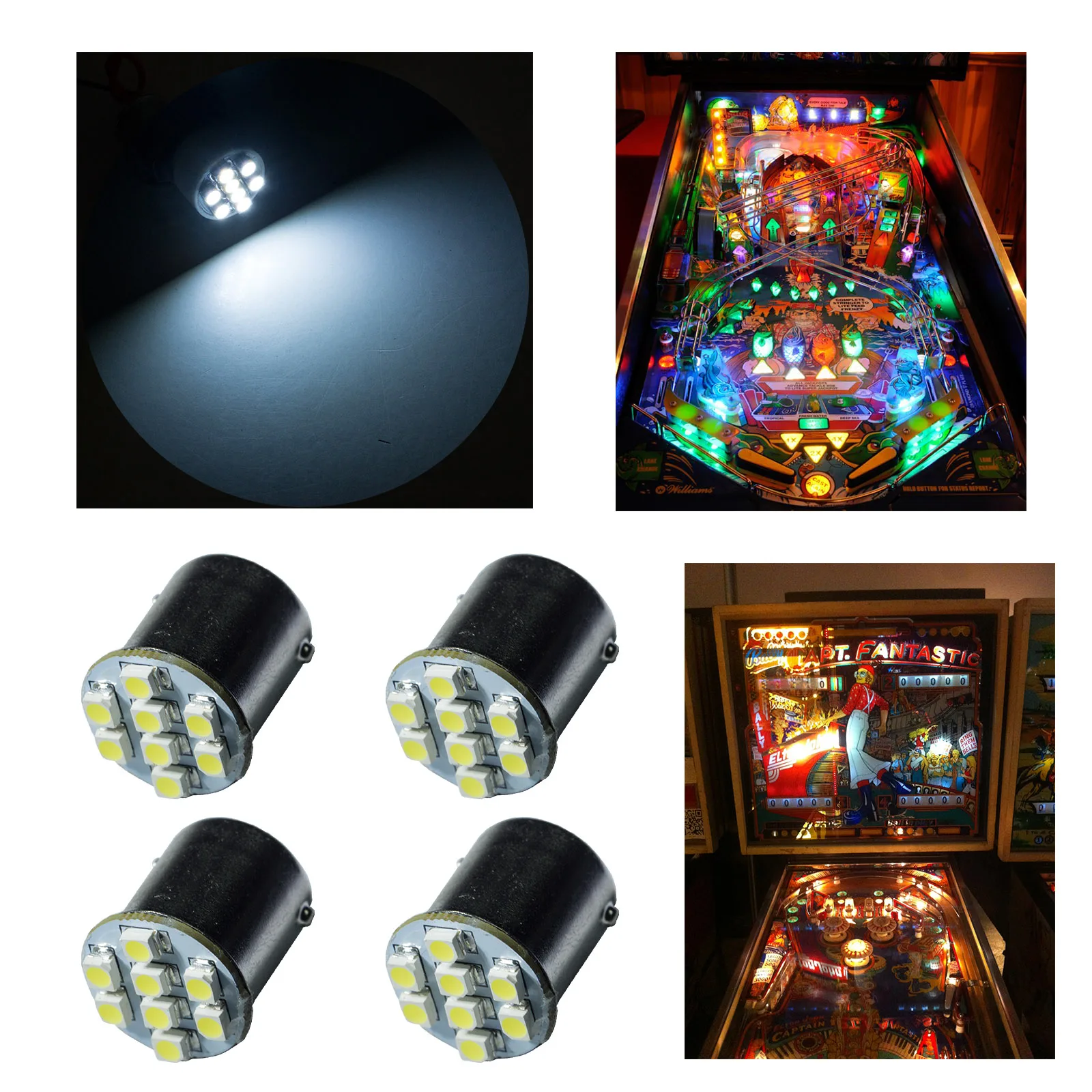 PA Flicker Pinball LED Light 8 SMD Ba15s Bau15s Machine 6V AC/DC