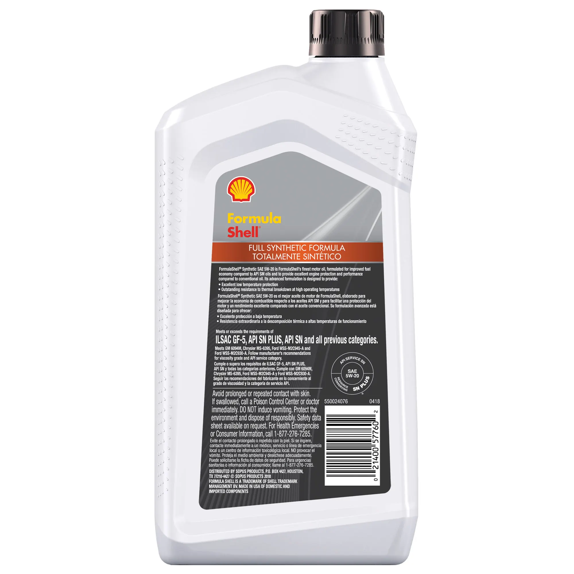 Formula Shell Synthetic 5W-20 Motor Oil - Lubricants Engine Oil