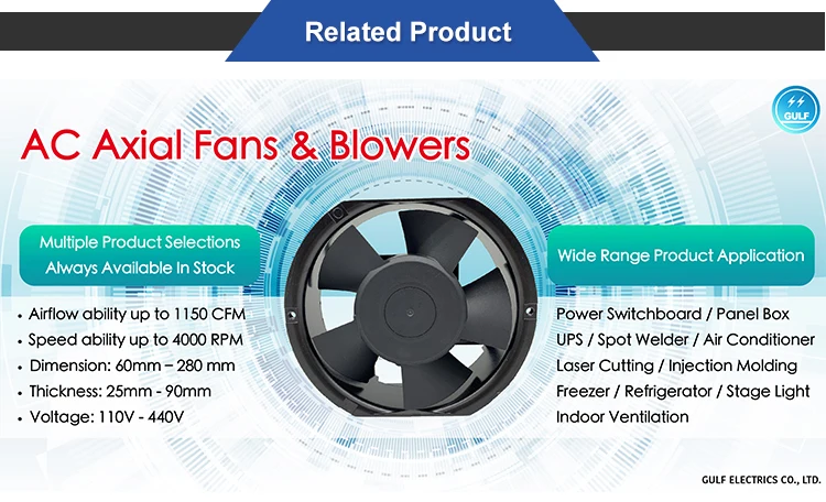 Square 172x172x51mm 2 Ball 110V AC Axial Cooling Fan - GULF