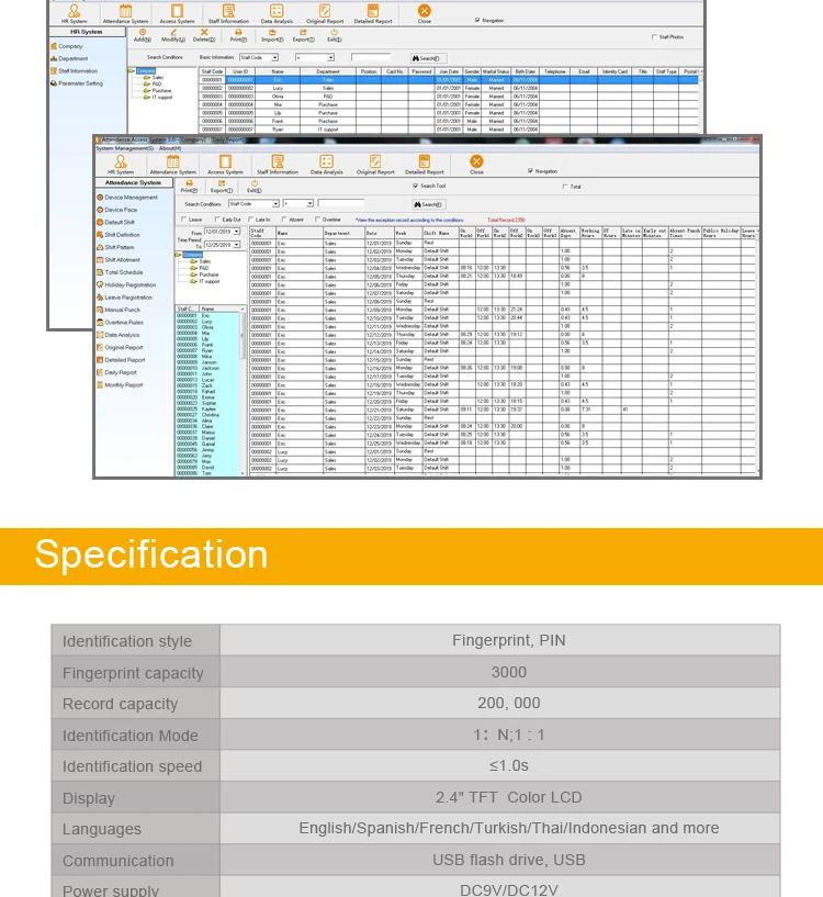 TM20 TCP/IP Employee Recording Device - Biometric Fingerprint