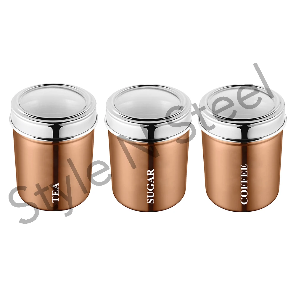 Stainless Steel See Thru Canister Set With Color - Buy Coffee Canister ...