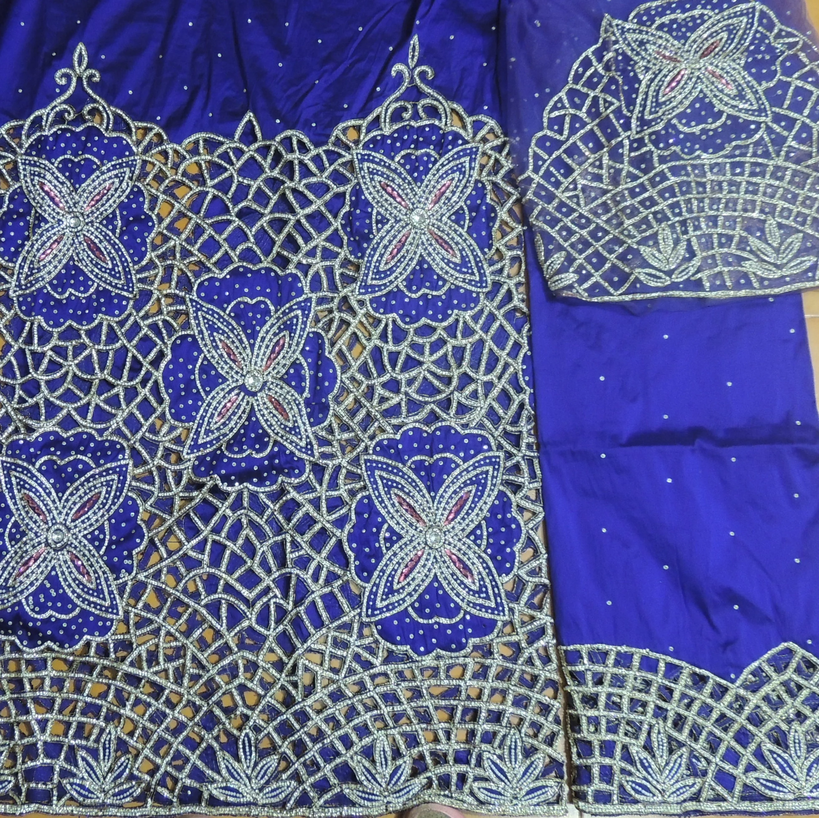 Royal Blue High Quality Heavy Beaded George Fabric African Nigeria ...