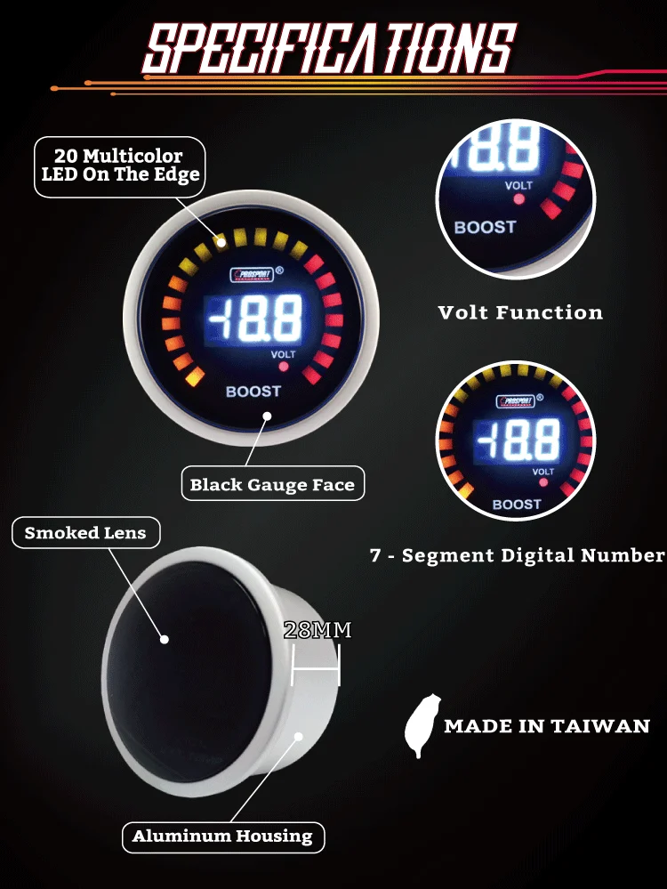 52mm 12V 7-Segment Blue LED Display for Racing Cars & Trucks