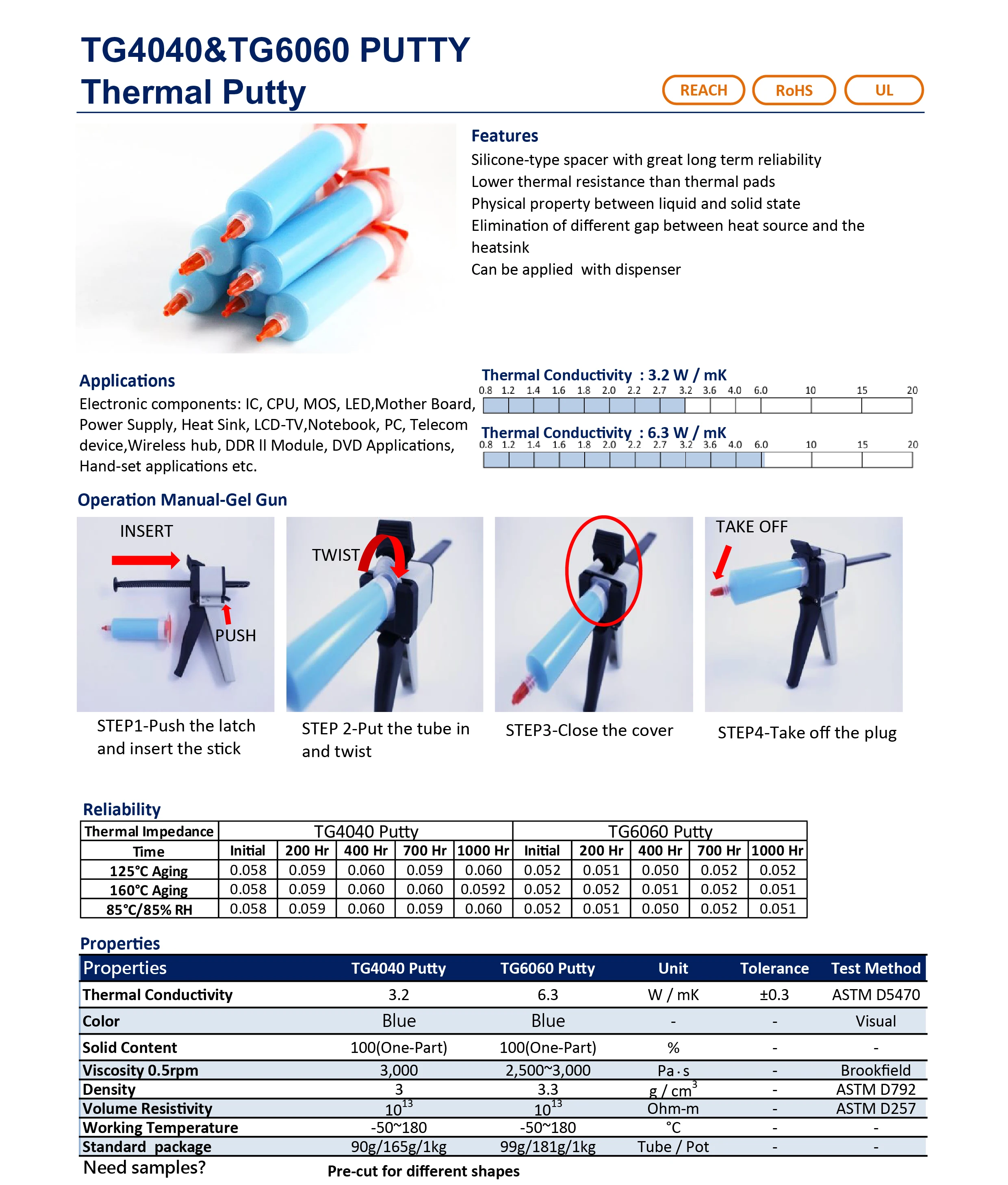 Tg6060 Thermal Putty Silicone Conductive Thermal Glue - Buy Silicone ...