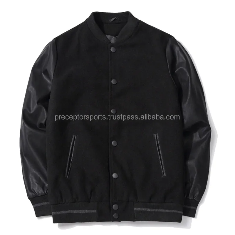 Custom Two-tone Branded Varsity Jacket With Wool Body And Genuine Cow ...