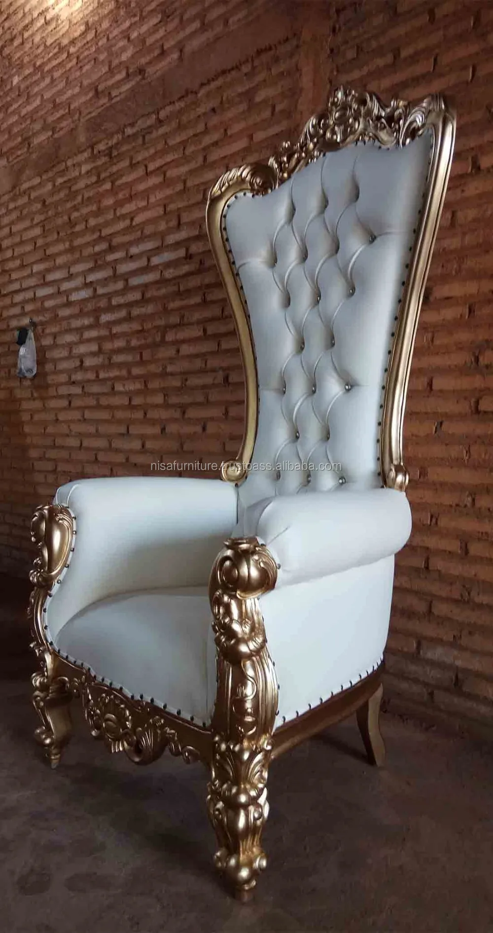 Wooden Cheap King Throne Chairs High Back Luxury Black Frame White ...