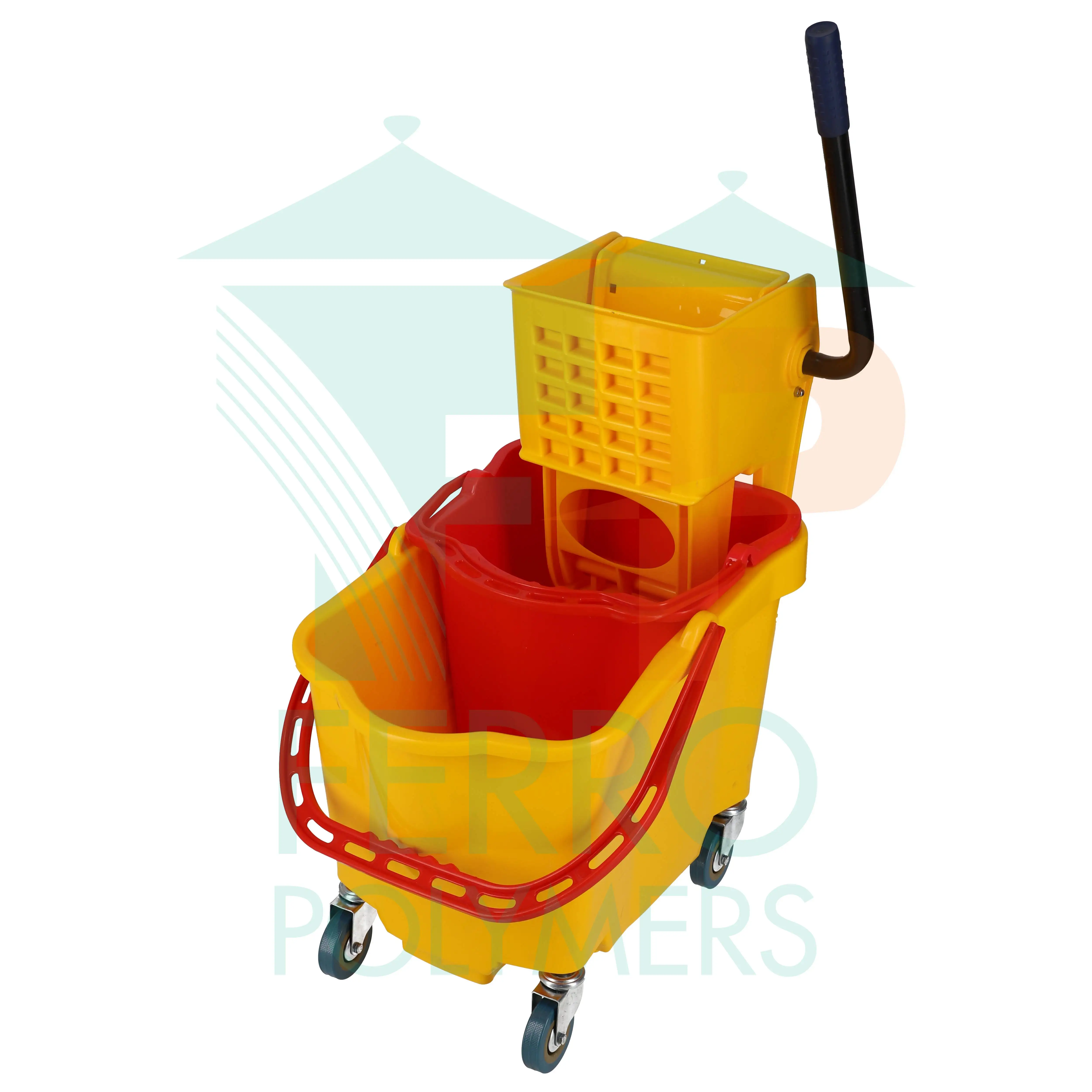 Commercial Hospital Plastic Cleaning Double Wringer Mop Bucket With ...
