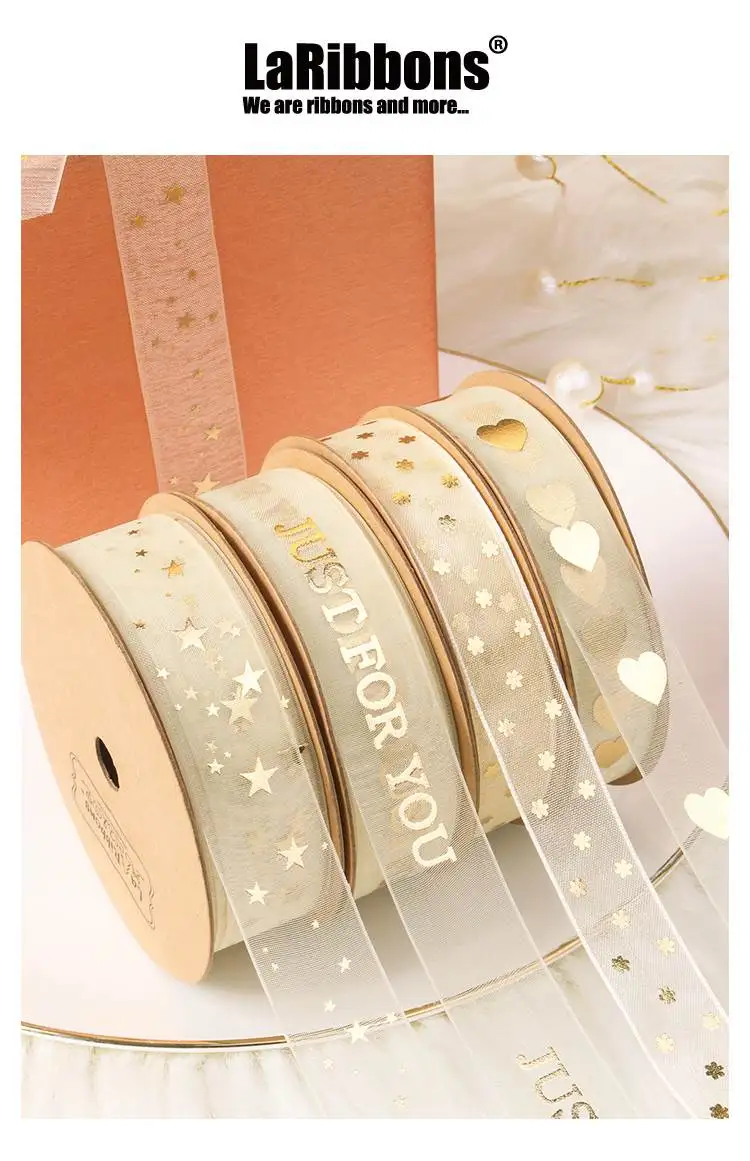 Custom Logo Polyester Name Printed Logo Organza Ribbon For Gift Packing ...