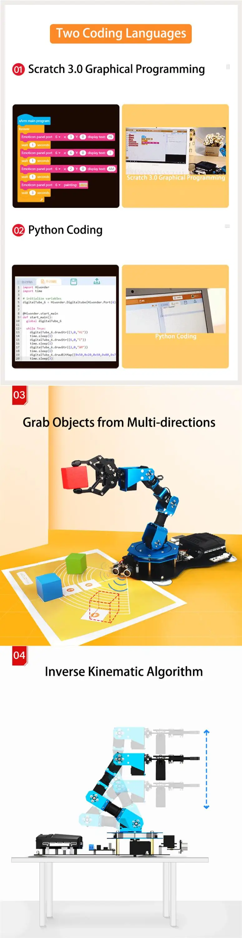 Wholesaler Hiwonder Xarm2.0 Newest Robotic Arm Support Scratch & Python ...