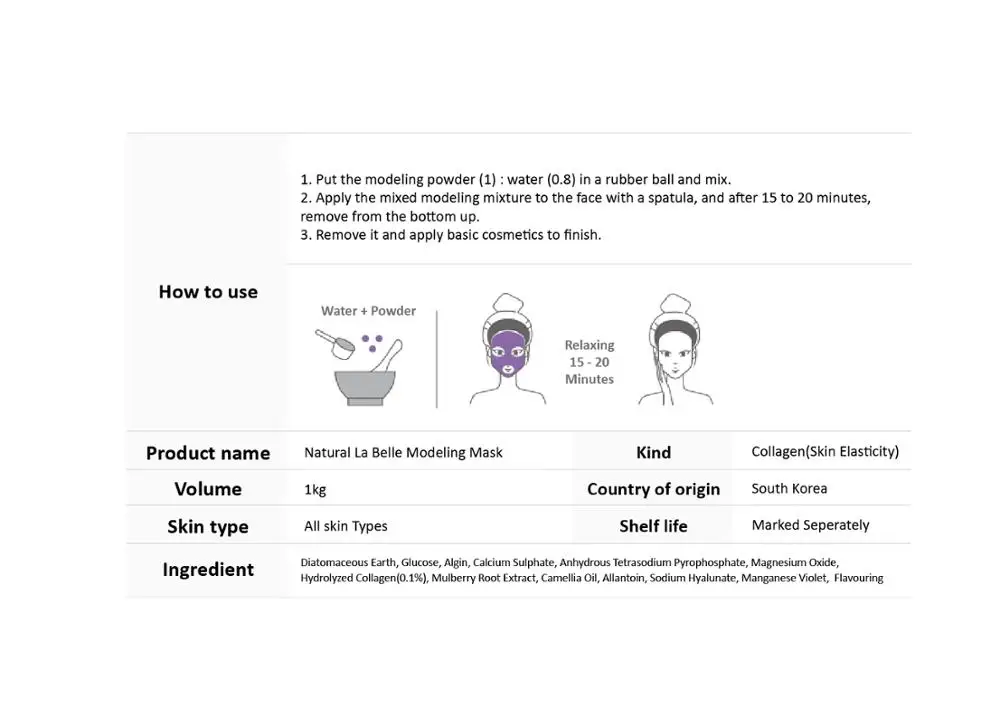 Korean Facial 1 Kilogram Collagen Modeling Mask Pack Female Jumbo ...