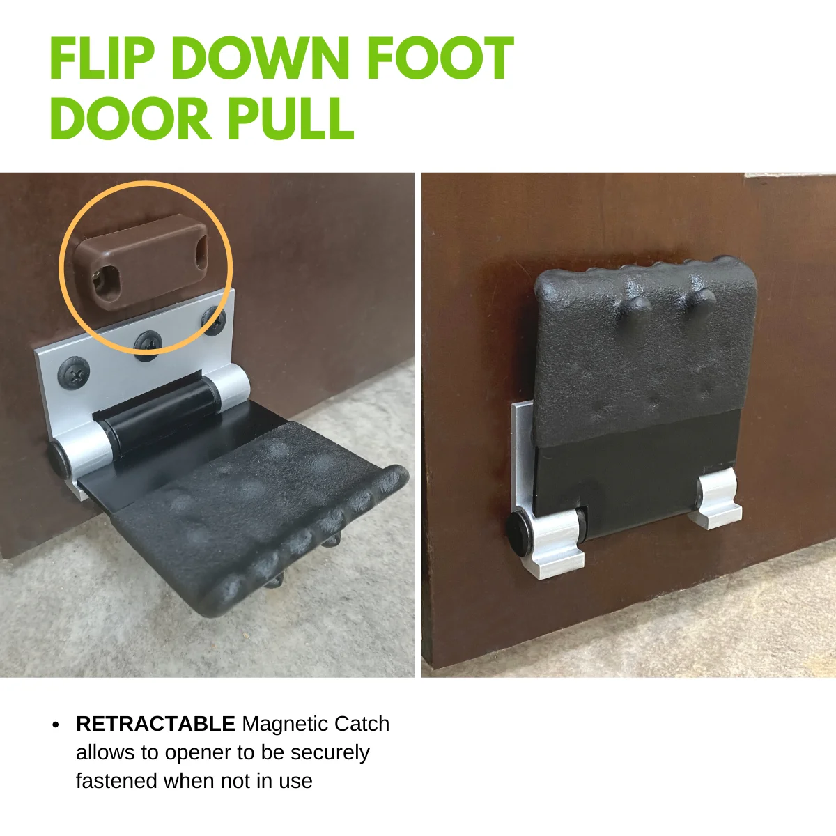 Flip down Hands Free Door Opener Foot Pull - Solid Gold Hardware