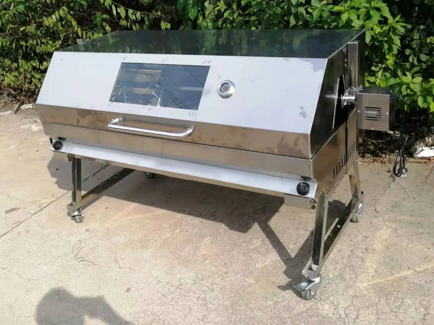 Portable Bbq Rotisserie Dual Fuel Commercial Gas Spit Roaster With Hood ...