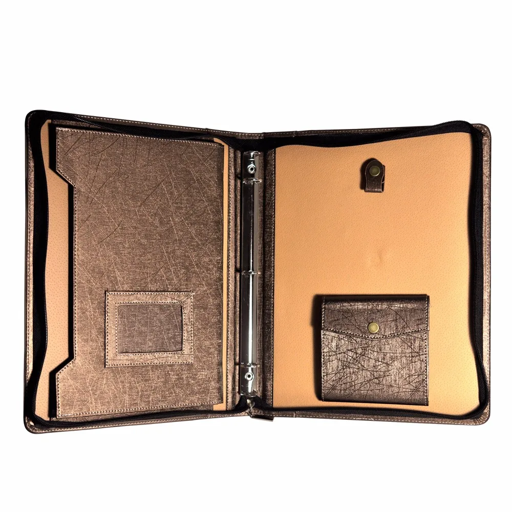 A4 Pu Leather Compendium Portfolio File Folder With Logo Embossed - Buy ...