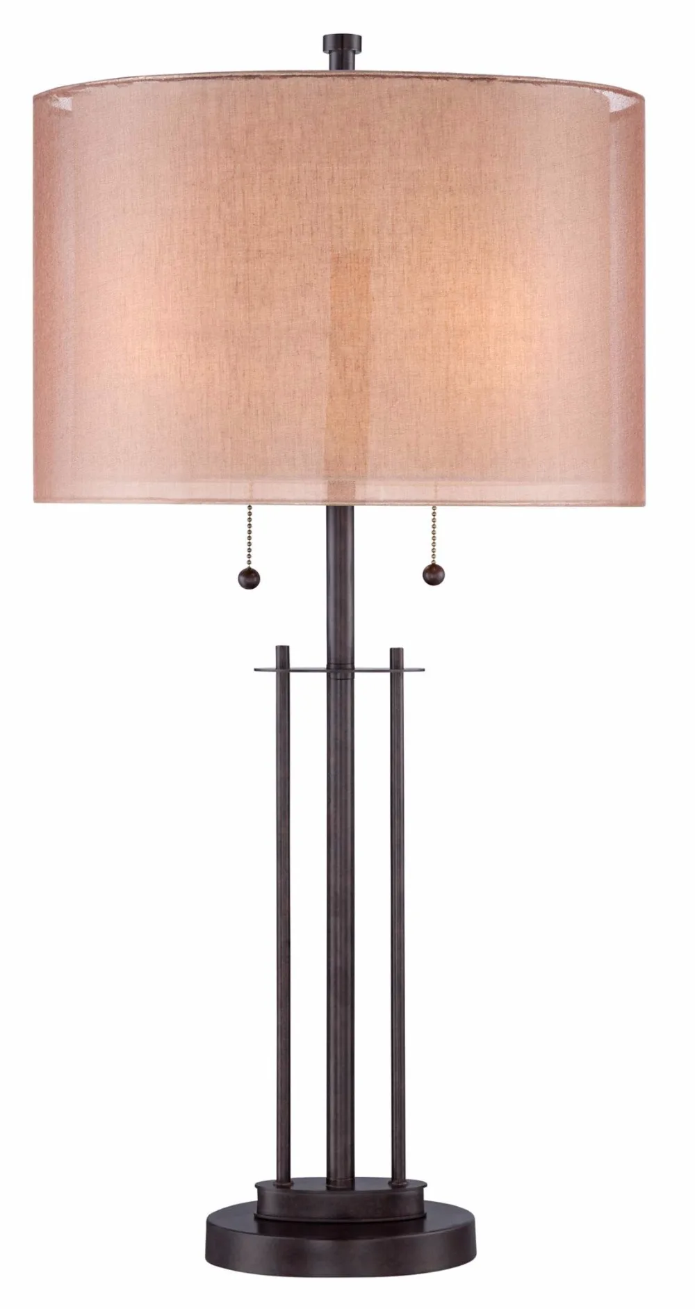 1016-16 Rich Deep Bronze Finish Round Base Is Paired Double Shade ...