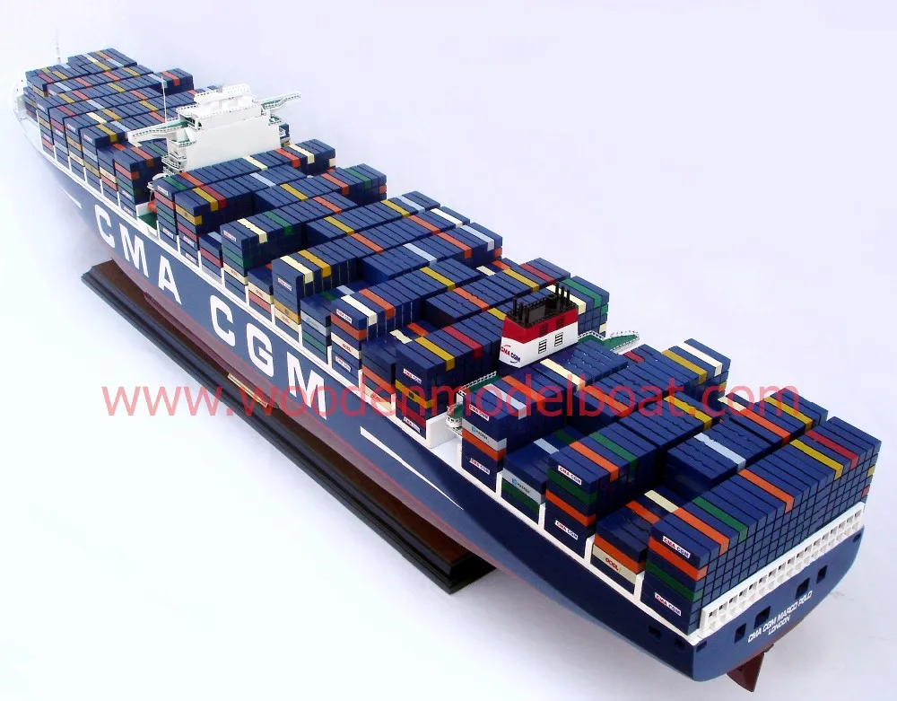 WOODEN CMA CGM MARCO POLO MODEL SHIP - HIGH QUALITY DECOR