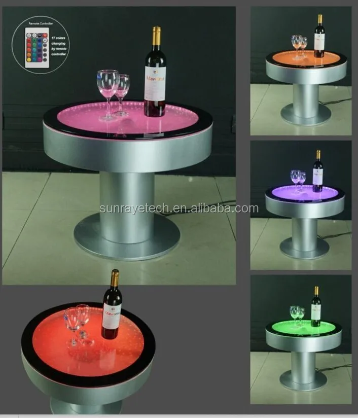 Round Color-Changing LED Water Bubble Table for KTV