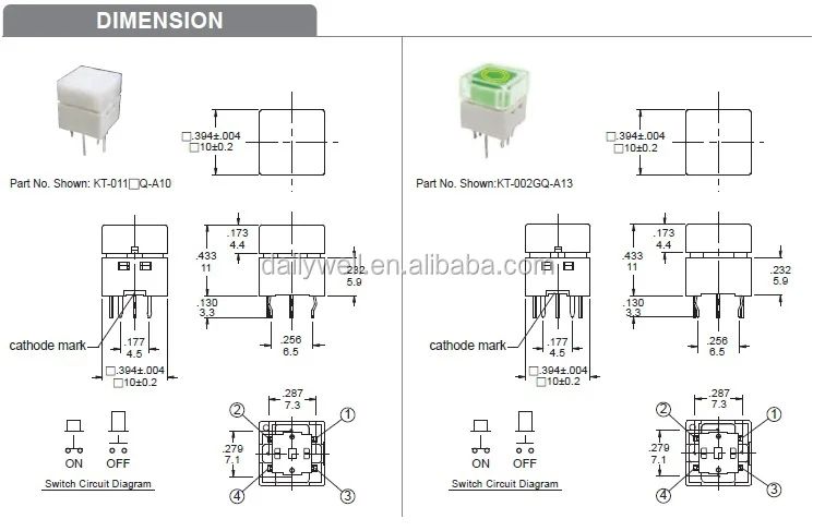 Single Color Led Dual Color Led Tact Switch Led Switch 10x10 ...