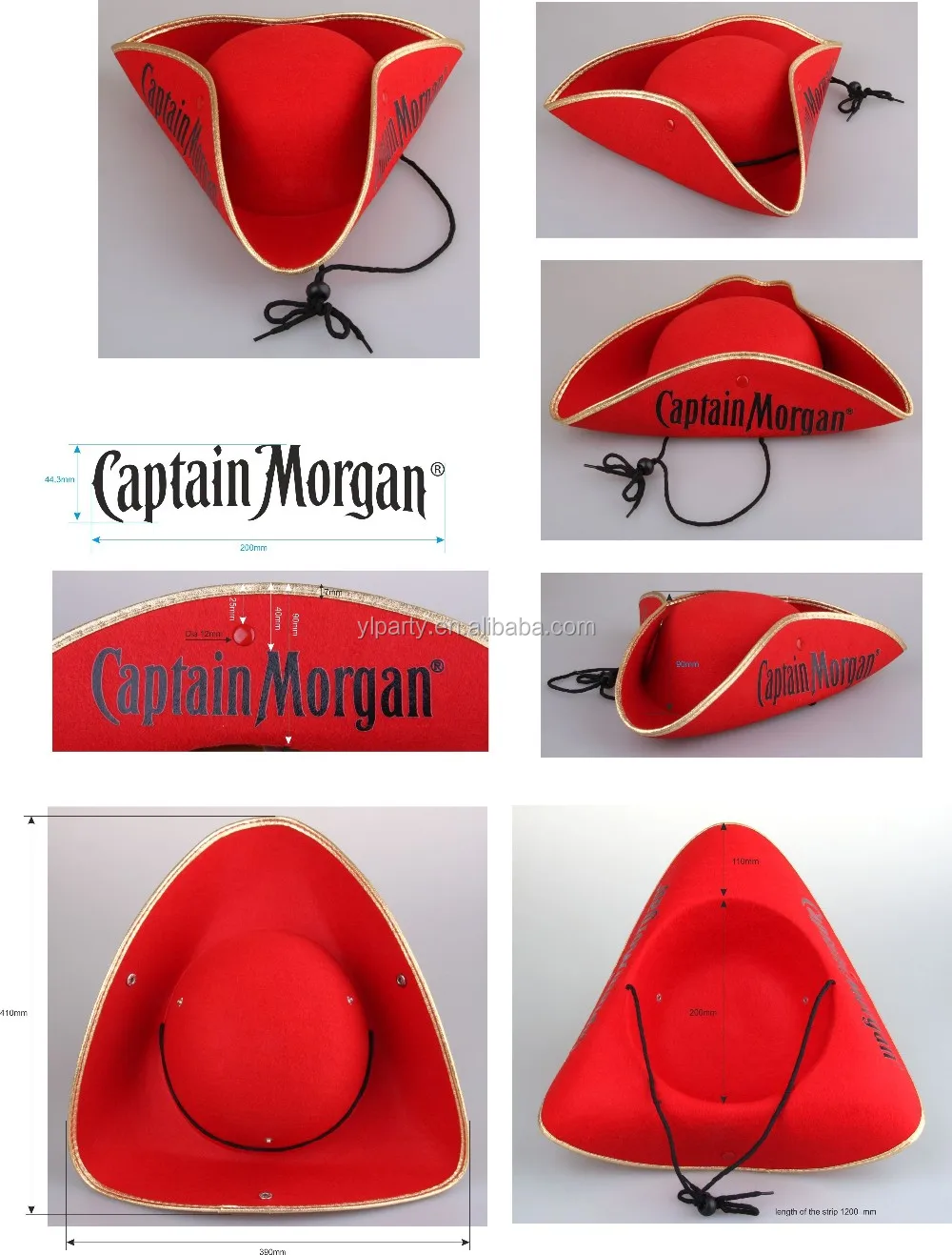 Halloween Costume Red Pirate Hats Captain Morgan Hat - Buy Captain ...