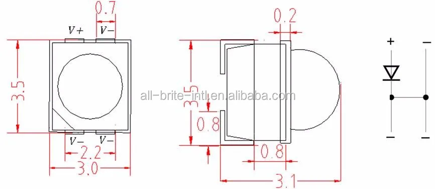 Epistar 3528 Smd Led Plcc4 Lens 60 Degree Amber Chips - Buy 4-pin Led ...