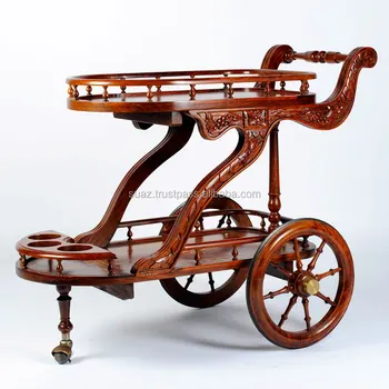 Tea Trolley,Antique Tea Trolley,Carving Tea Trolley,Handmade Carved ...