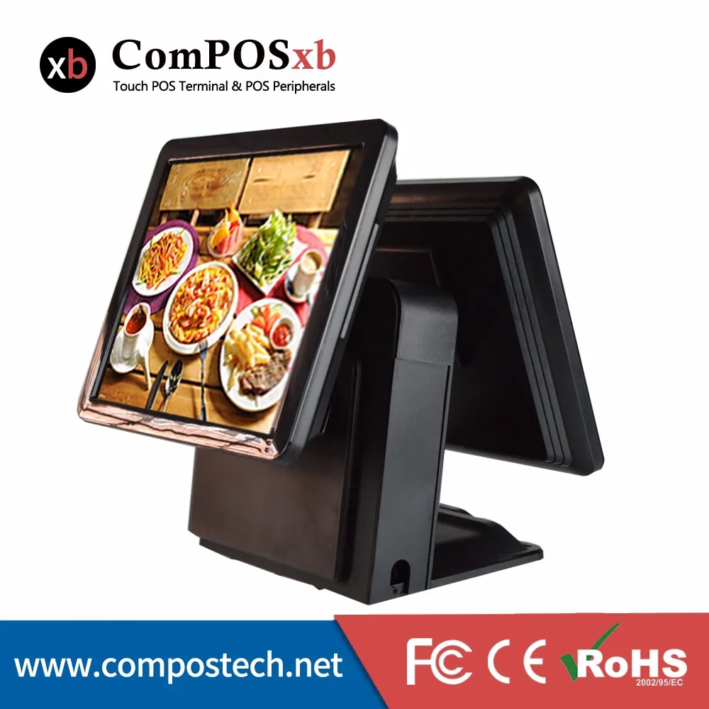 15 Inch Dual Screen Pos System Double Display Pos Terminal with Second ...
