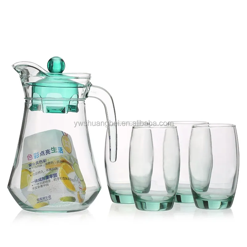 Fancy Hot Selling Drinking Water 5 Pc Glass Set - 1.3L Jug & 4 Cups