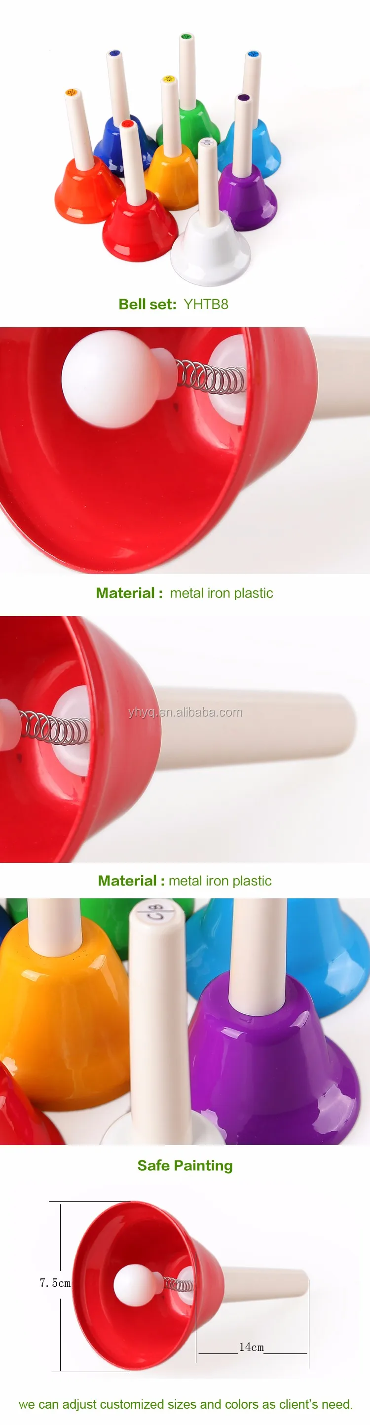 Children Kids Toy Percussion Musical Hand Bells Set/8 Notes Colors ...