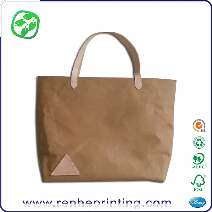 Durable Washable Paper Bag Recycled,Nature Washable Tote Kraft Bag Tear ...