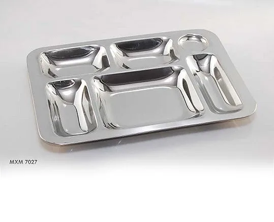 4-compartment Thali Stainless Steel Round Thali Plate Mess Trays Kids ...