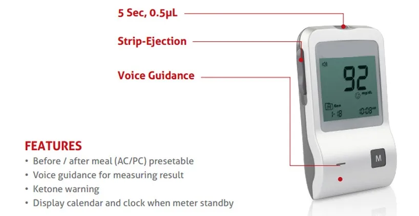 Glucometer With Voice Guidance For Measuring Result,Blood Glucometer ...