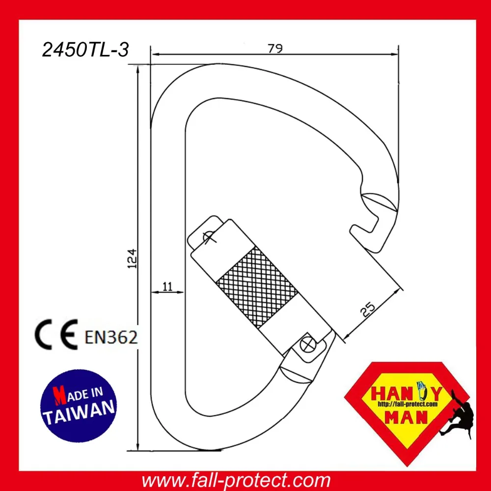 Industrial Large Twist Lock Captive Pin Triangle Steel ANSI Carabiner ...