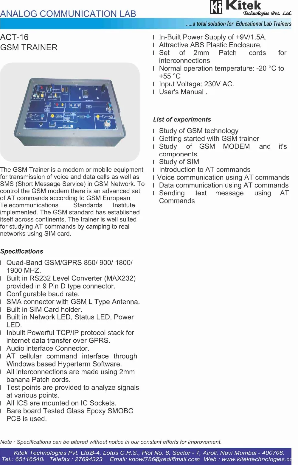 Dsb/ssb Am Transmitter Communication Trainer Kit/ Communication Lab ...