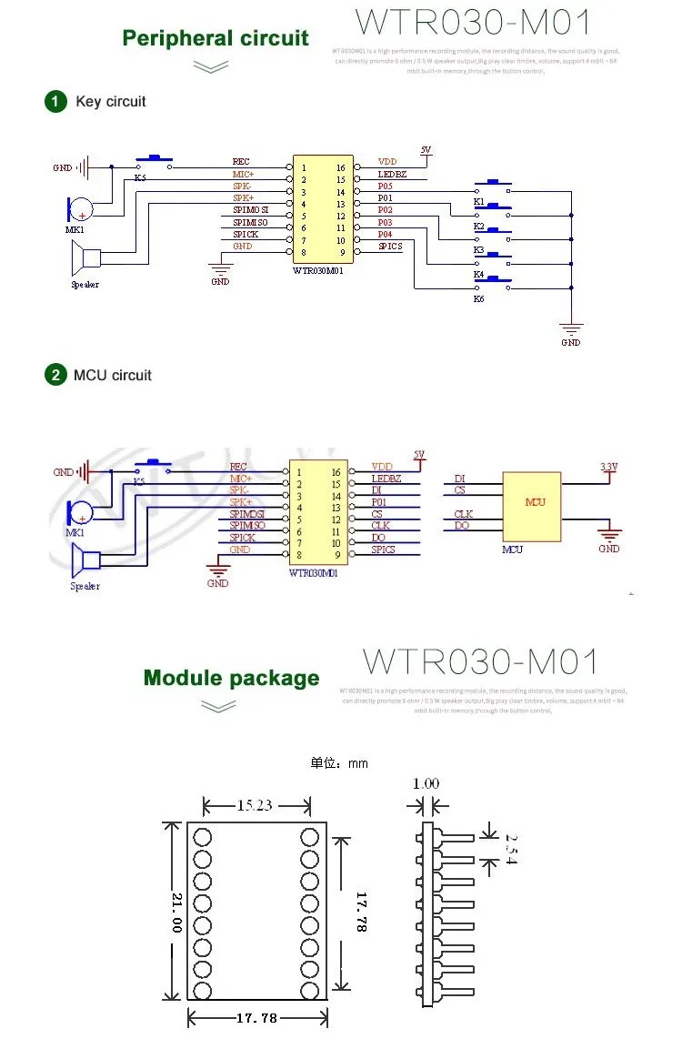 Built In Spi Flash Voice Recording Sound Ic Module With Microphone ...