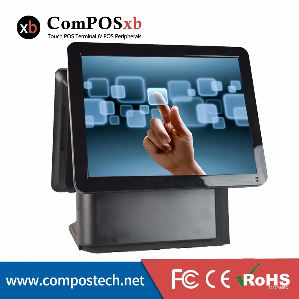 15 Inch Dual Screen Pos System Double Display Pos Terminal with Second ...