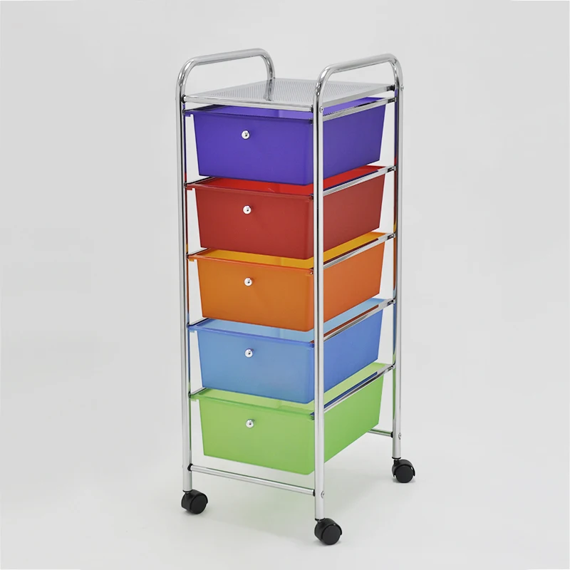 Fancy Rainbow Color 5 Tier Drawer Trolley With Board| Alibaba.com